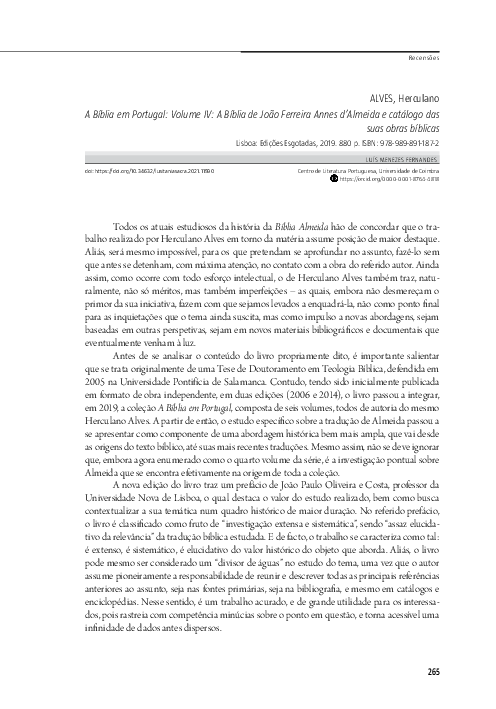 (PDF) Recensão ao livro de Herculano Alves, intitulado "A Bíblia em ...