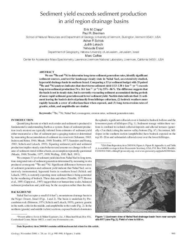 (PDF) Sediment yield exceeds sediment production in arid region ...