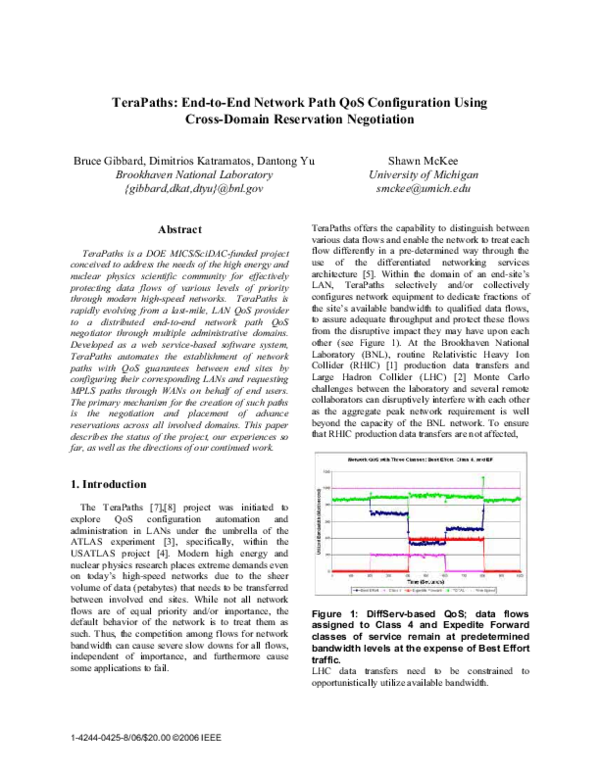 Pdf Terapaths End To End Network Path Qos Configuration Using Cross Domain Reservation