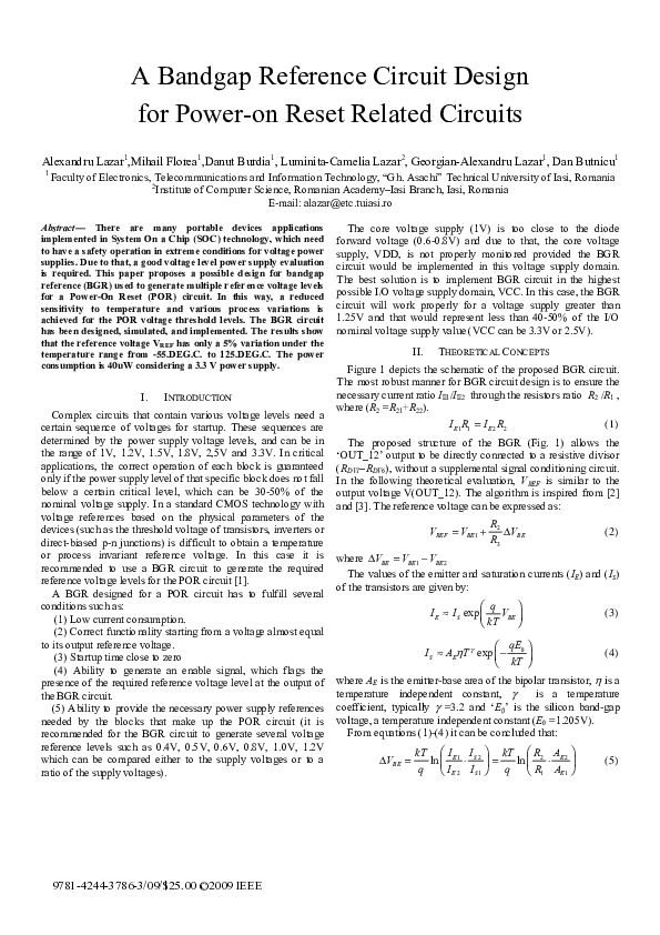 (PDF) A bandgap reference circuit design for Power-on Reset related ...