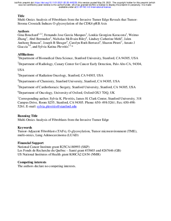 (PDF) Multi-Omics Analysis of Fibroblasts from the Invasive Tumor Edge ...