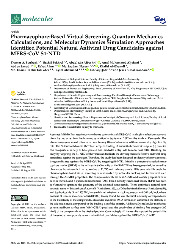 (PDF) Pharmacophore-Based Virtual Screening, Quantum Mechanics ...