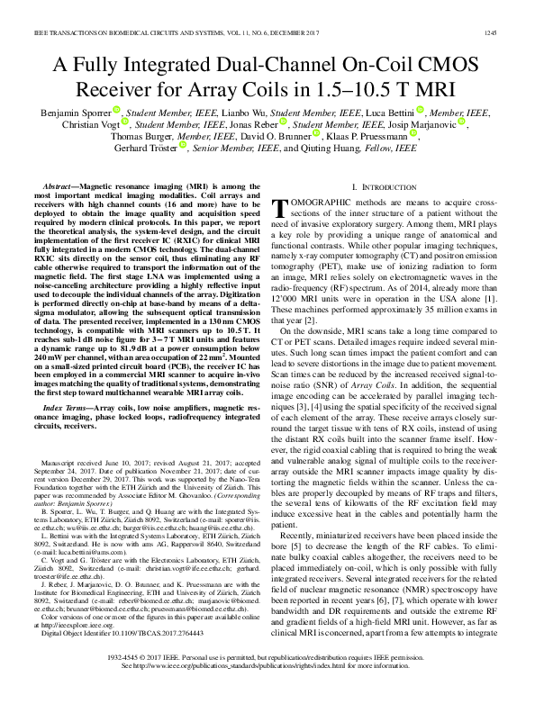 (PDF) A Fully Integrated Dual-Channel On-Coil CMOS Receiver for Array Coils in 1.5–10.5 T MRI