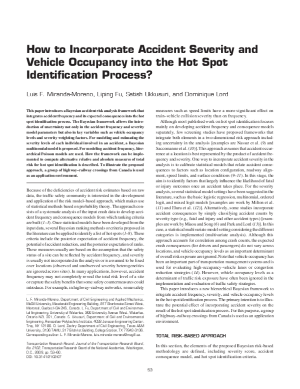 (PDF) How to Incorporate Accident Severity and Vehicle Occupancy into ...