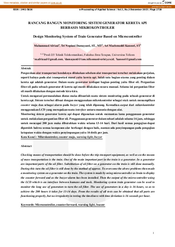 (PDF) Rancang Bangun Monitoring Sistem Generator Kereta Api Berbasis ...