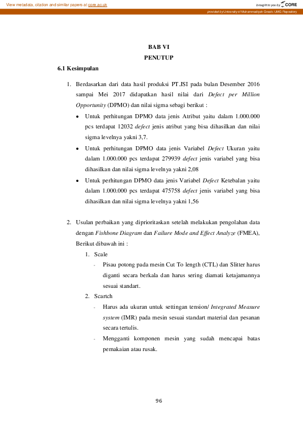(PDF) PENERAPAN METODE SIX SIGMA PADA PROSES PRODUKSI UNTUK MEMINIMALKAN KECACATAN PRODUK (STUDI ...