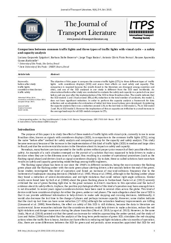 (PDF) Comparison between common traffic lights and three types of ...