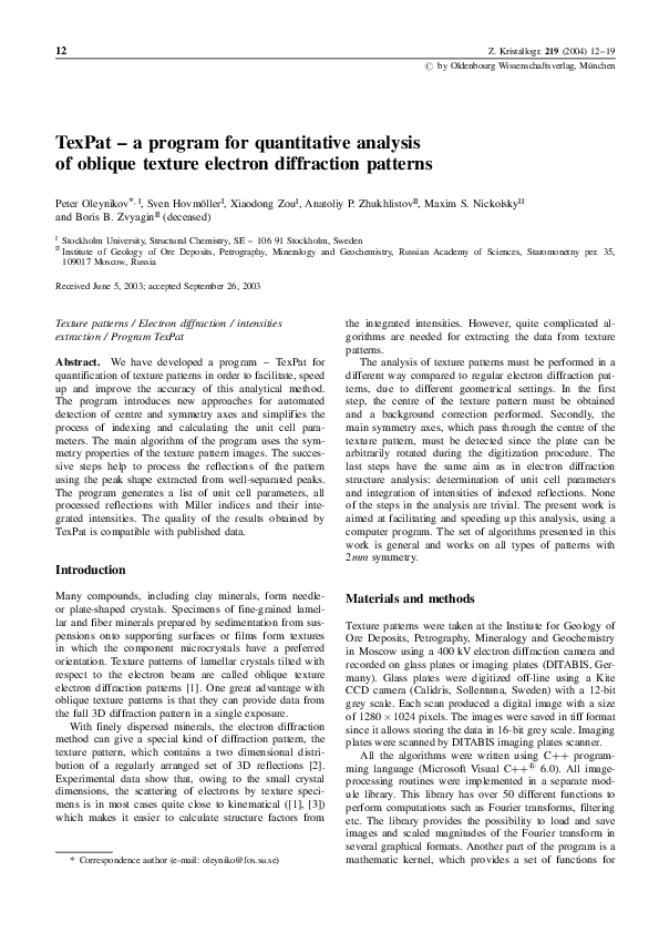Pdf Texpat A Program For Quantitative Analysis Of Oblique Texture
