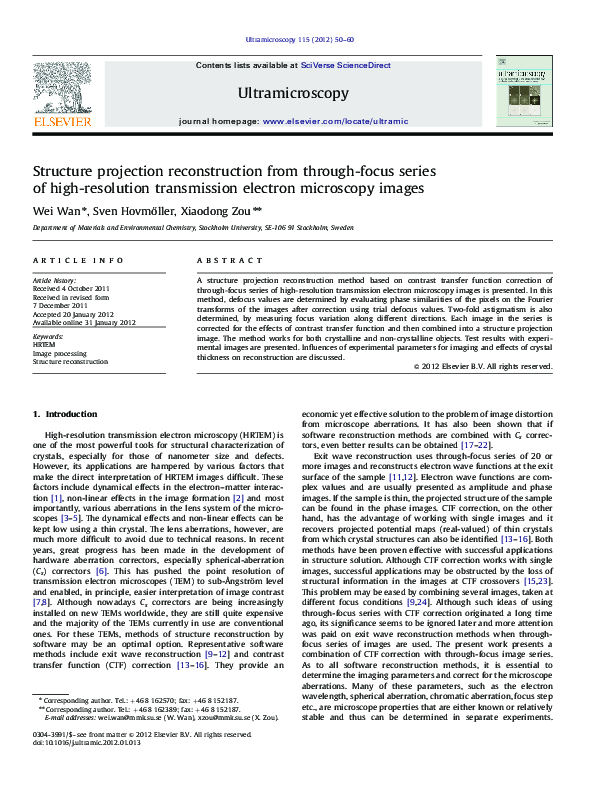 Pdf Reconstructing Structures From High Resolution Electron Microscopy