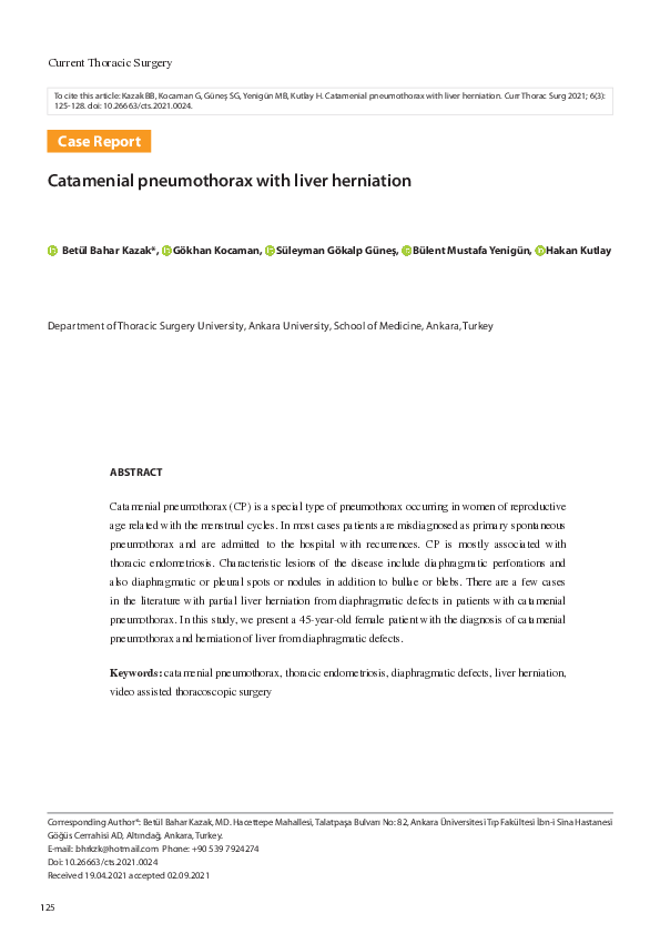 (PDF) Catamenial pneumothorax with liver herniation