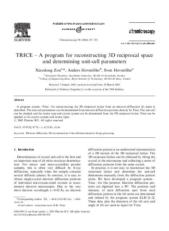 (PDF) TRICE: 3D Reciprocal Space Reconstruction Tool