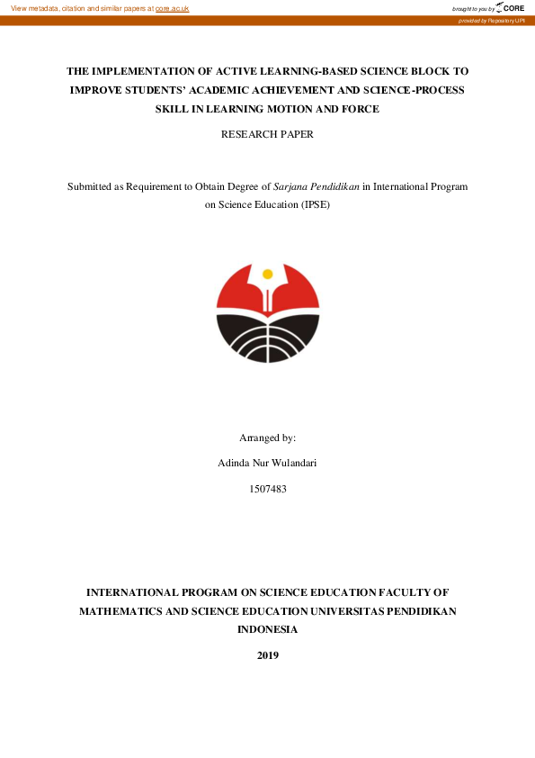 (PDF) The Implementation of Active Learning-Based Science Block to Improve Students’ Academic ...