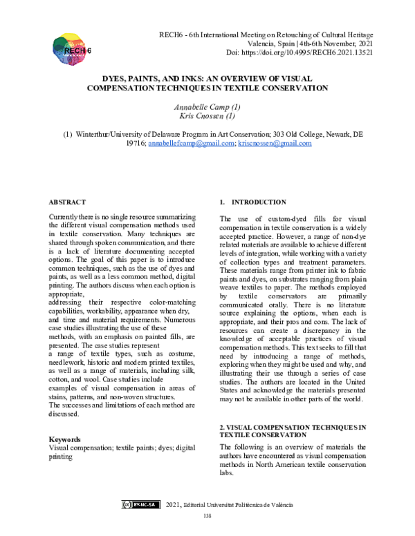 (PDF) Dyes, Paints, and Inks: An Overview of Visual Compensation ...