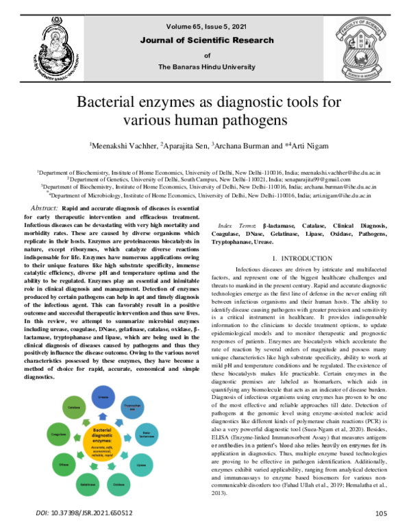 (PDF) Bacterial enzymes as diagnostic tools for various human pathogens