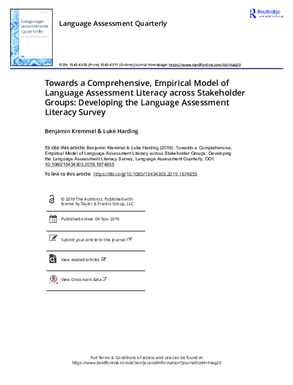 (PDF) Towards a Comprehensive, Empirical Model of Language Assessment ...