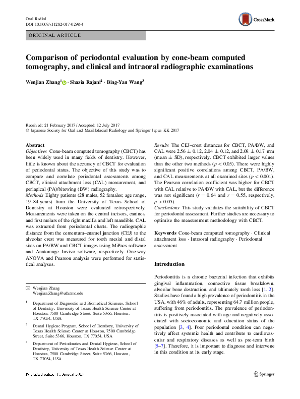 Pdf Comparison Of Periodontal Evaluation By Cone Beam Computed