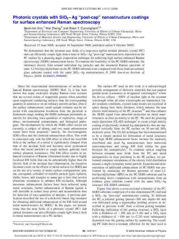 (PDF) Photonic crystals with SiO2–Ag “post-cap” nanostructure coatings for surface enhanced ...