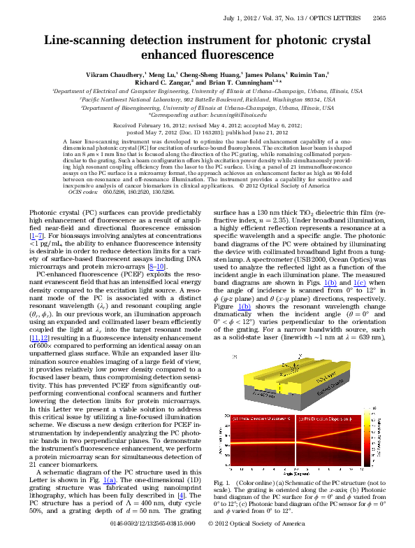(PDF) Line-scanning detection instrument for photonic crystal enhanced ...