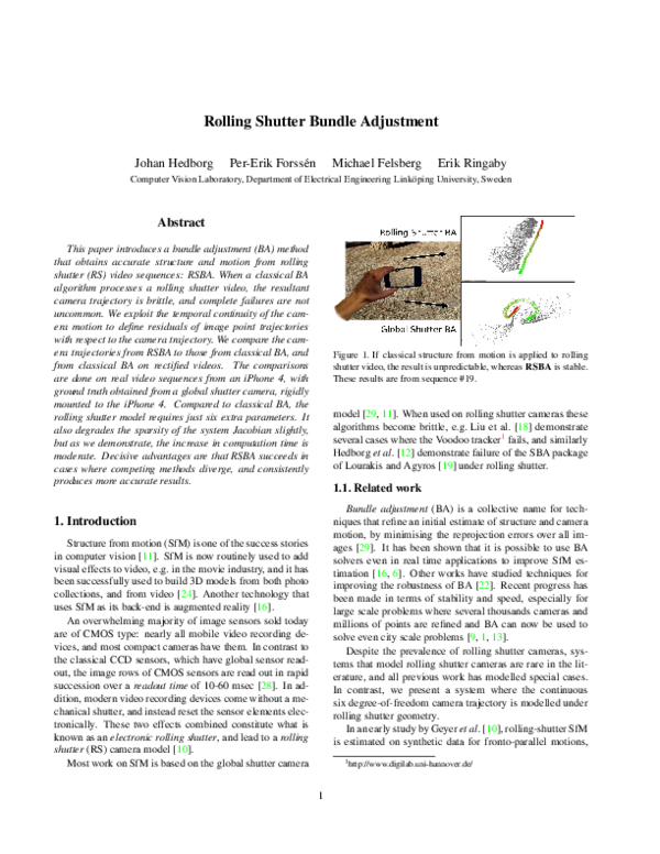 (PDF) Rolling shutter bundle adjustment