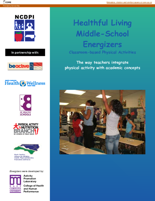 (PDF) Healthful Living Middle-School Energizers Classroom-based ...