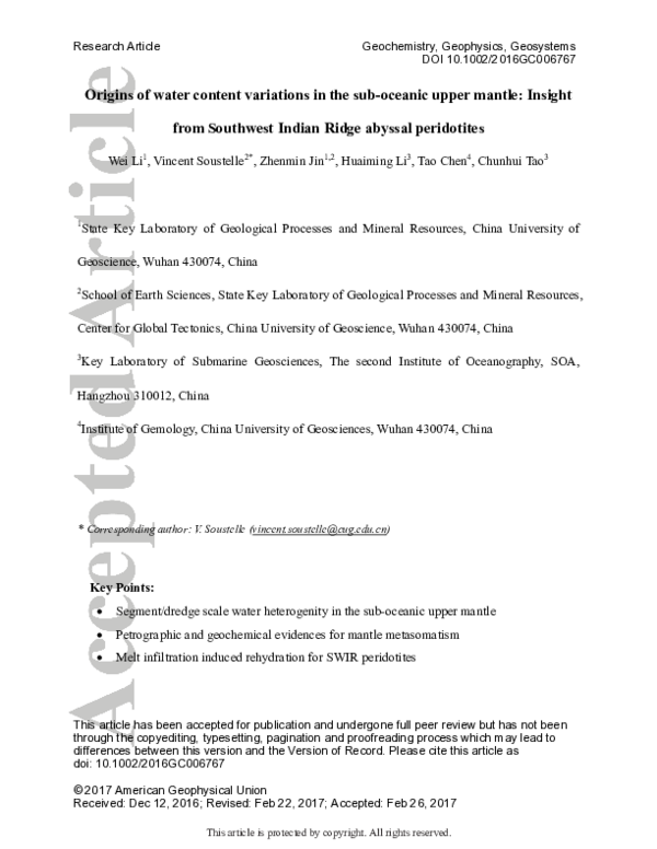 (PDF) Origins of water content variations in the suboceanic upper ...