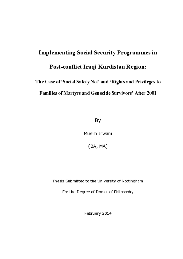 (PDF) Implementing social security programmes in post-conflict Iraqi ...