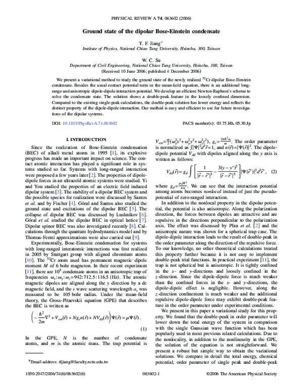 (PDF) Ground state of the dipolar Bose-Einstein condensate