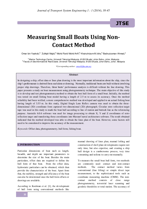 (PDF) Measuring Small Boats Using Non-Contact Method