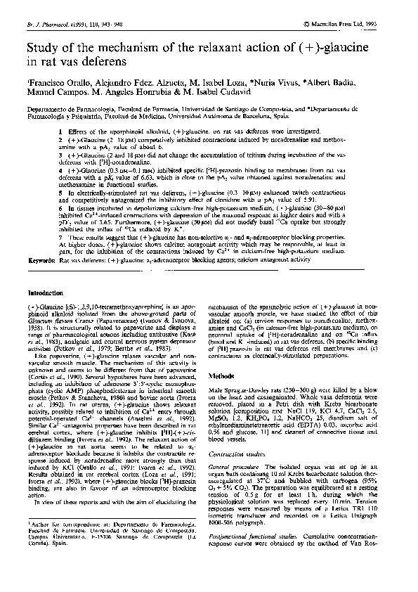 (PDF) Study of the mechanism of the relaxant action of (+)-glaucine in ...