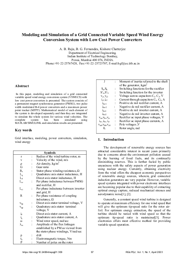(PDF) Modelling and Simulation of a Grid Connected Variable Speed Wind Energy Conversion System ...