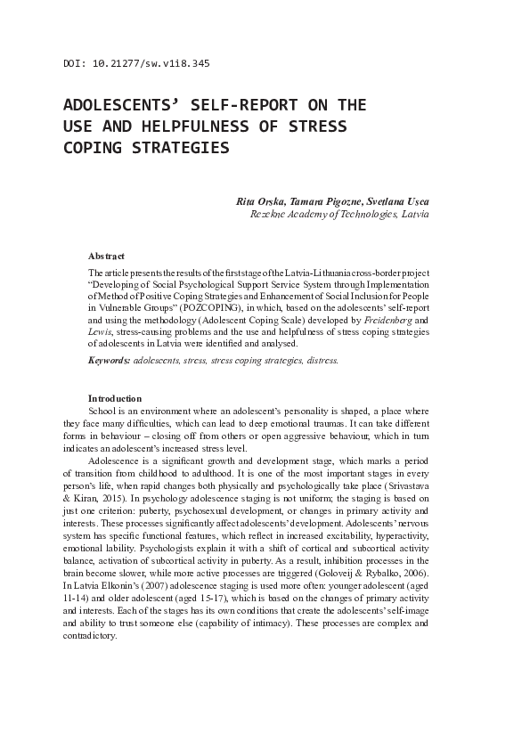 (PDF) Adolescents’ self-report on the use and helpfulness of stress ...