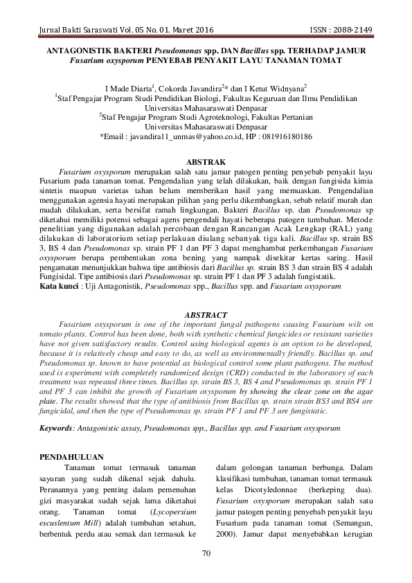 (PDF) ANTAGONISTIK BAKTERI Pseudomonas spp. DAN Bacillus spp. TERHADAP ...