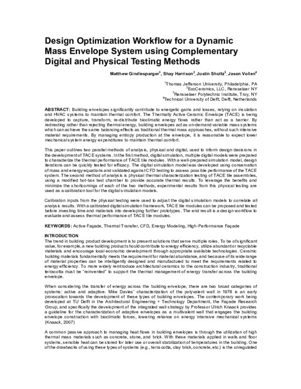 (PDF) Design Optimization Workflow for a Dynamic Mass Envelope System using Complementary ...
