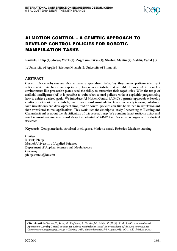 (PDF) Ai Motion Control – A Generic Approach to Develop Control ...