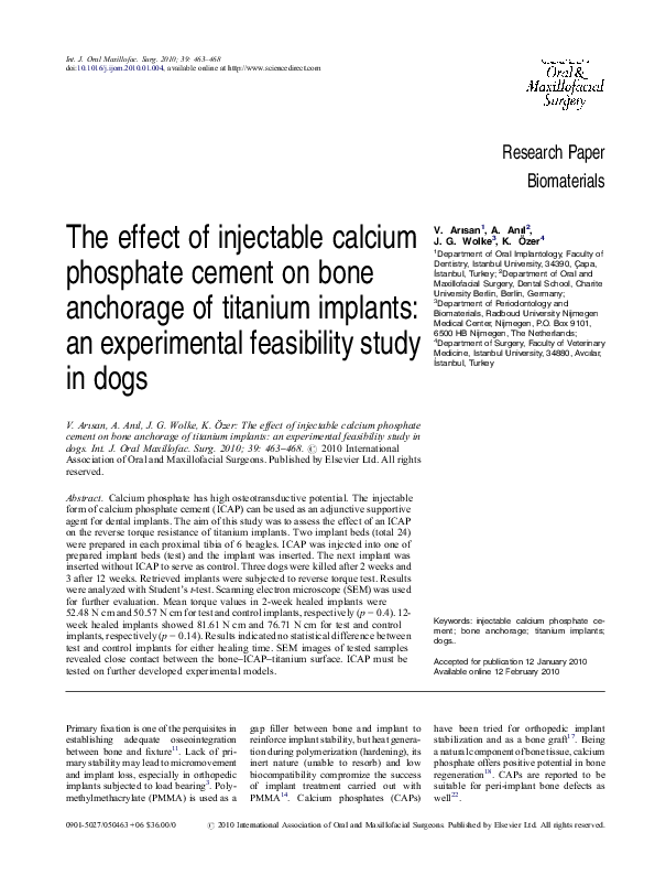 (PDF) The effect of injectable calcium phosphate cement on bone ...