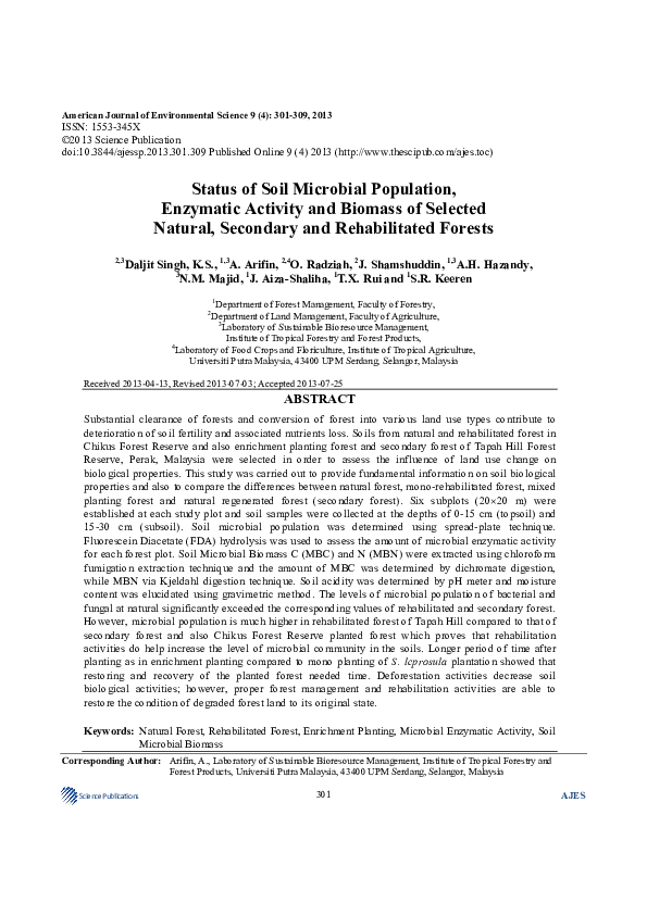(PDF) Status of Soil Microbial Population, Enzymatic Activity and ...