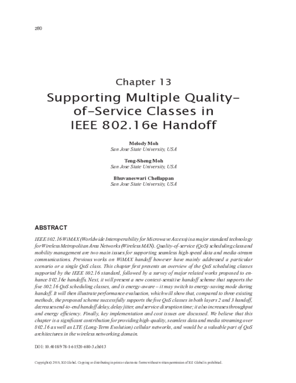 (PDF) Supporting Multiple Quality-of-Service Classes in IEEE 802.16e Handoff