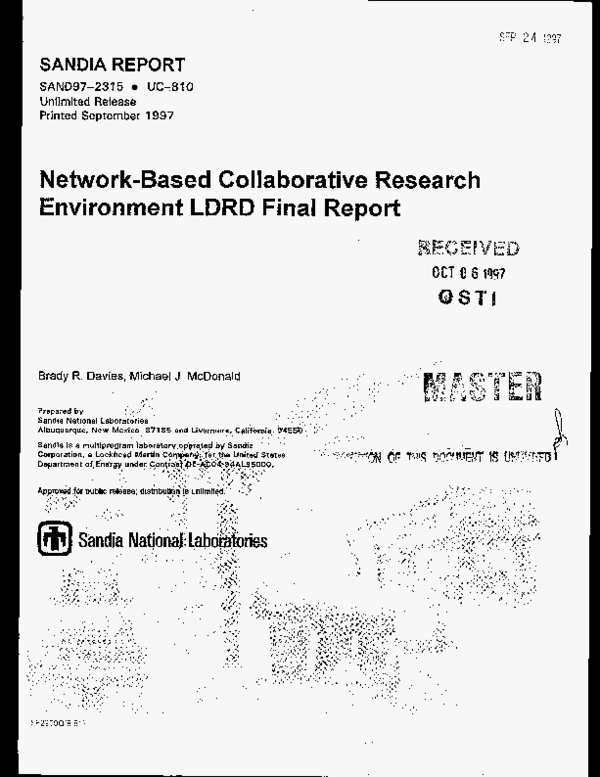 (PDF) Network-based collaborative research environment LDRD final report