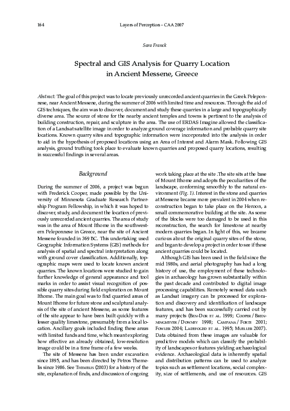 (PDF) Spectral and GIS Analysis for Quarry Location in Ancient Messene, Greece