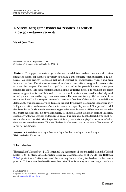 (PDF) A Stackelberg game model for resource allocation in cargo ...