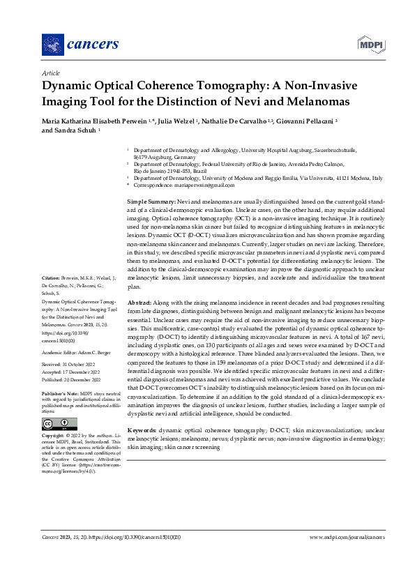 (PDF) Dynamic Optical Coherence Tomography: A Non-Invasive Imaging Tool for the Distinction of ...