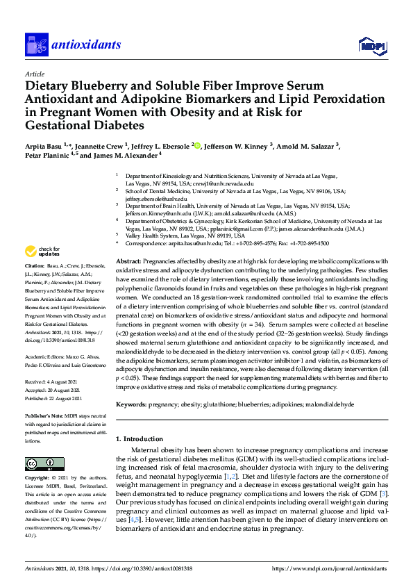 (PDF) Dietary Blueberry and Soluble Fiber Improve Serum Antioxidant and ...