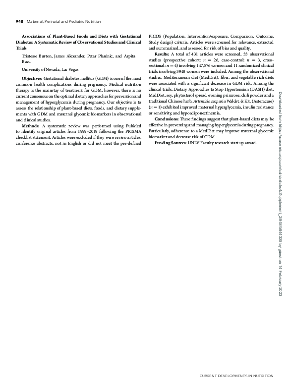 (PDF) Associations of Plant-Based Foods and Diets with Gestational ...