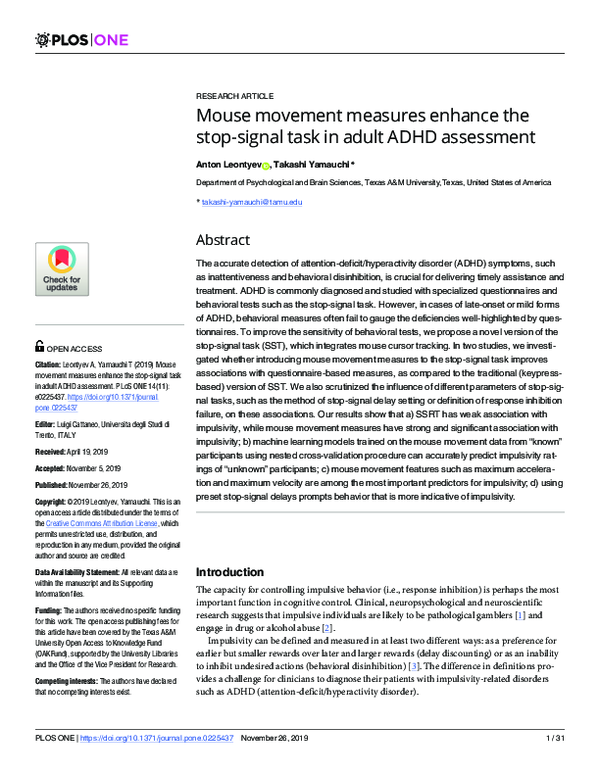 (PDF) Mouse movement measures enhance the stop-signal task in adult ...