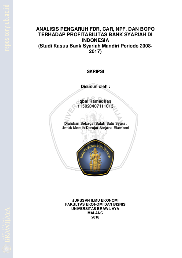 (PDF) Analisis Pengaruh FDR, CAR, NPF, dan BOPO terhadap Profitabilitas Bank Syariah di ...