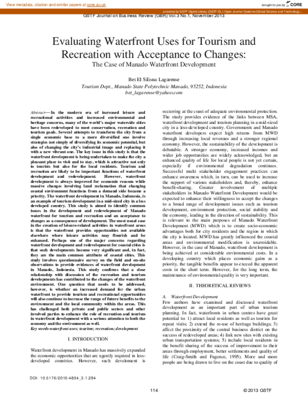 (PDF) Evaluating Waterfront Uses for Tourism and Recreation with ...