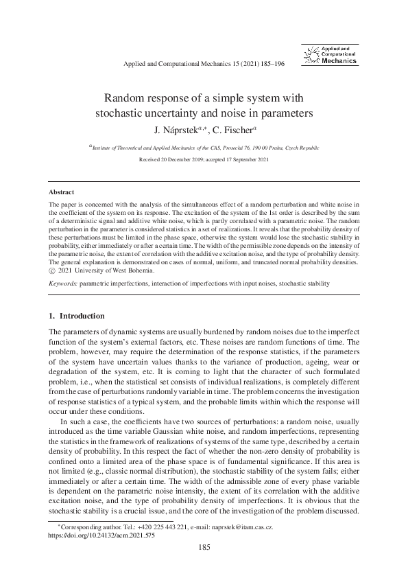 (PDF) Random response of a simple system with stochastic uncertainty ...
