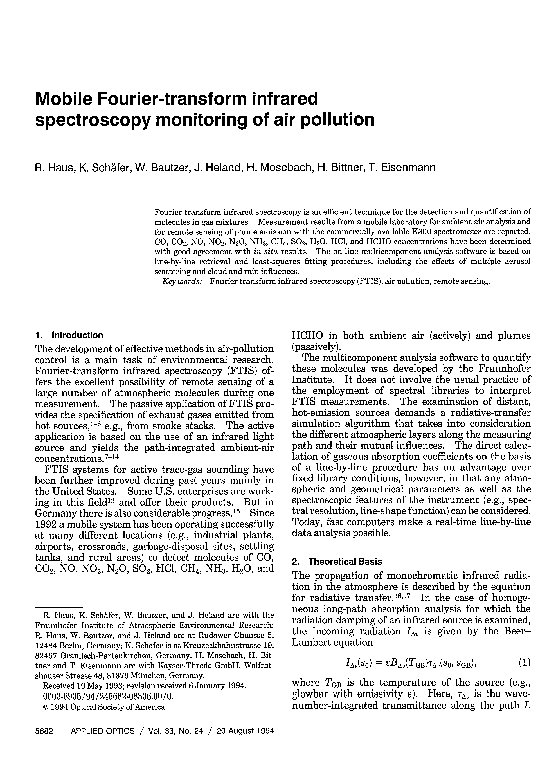 (PDF) Mobile Fourier-transform infrared spectroscopy monitoring of air ...