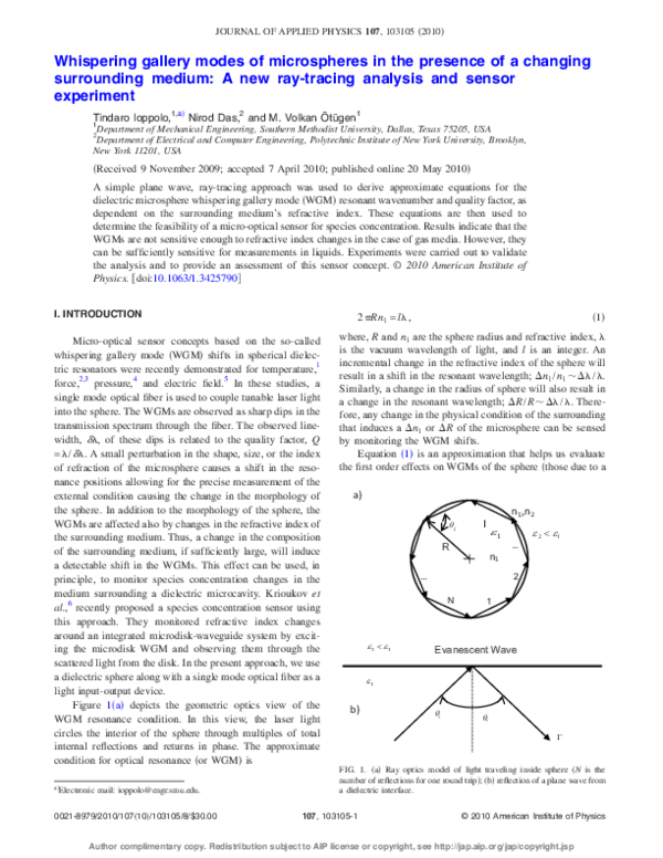 (PDF) Whispering gallery modes of microspheres in the presence of a changing surrounding medium ...
