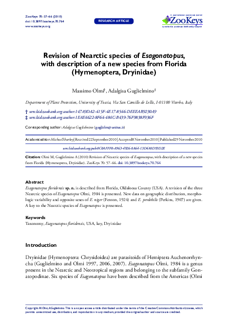 (PDF) Revision of Nearctic species of Esagonatopus, with description of ...